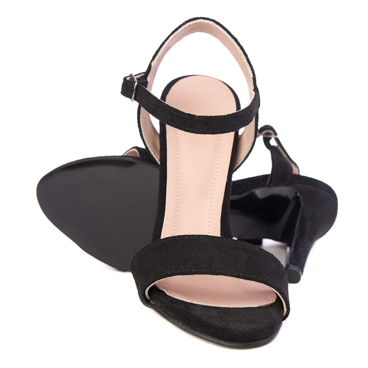 Sandale elegante din piele naturala Neagra Velur 1047
